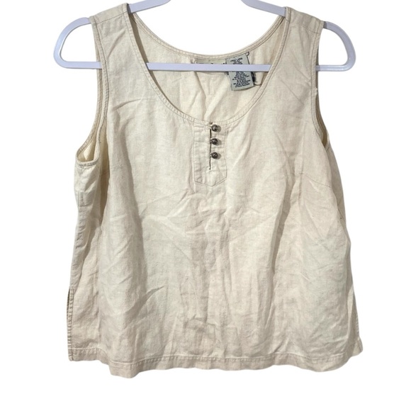 Tag | Tops | Vintage Womens Linen Blend Cream Sleeveless Top | Poshmark